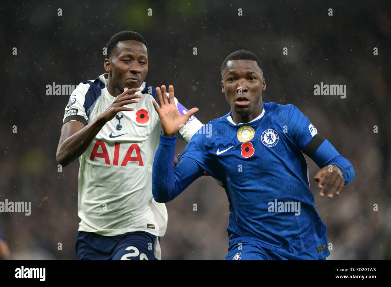 London UK1st Nov 2025. Pape Matar Sarr of Tottenham Hotspur and Moises ...