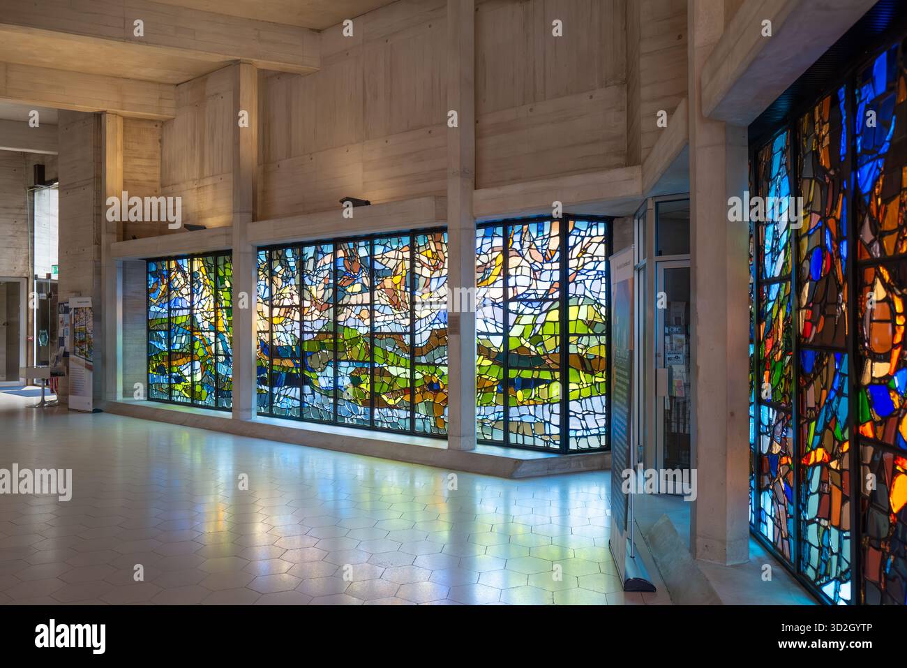 the coloured glass windows of Clifton cathedral in Bristol UK Stock ...