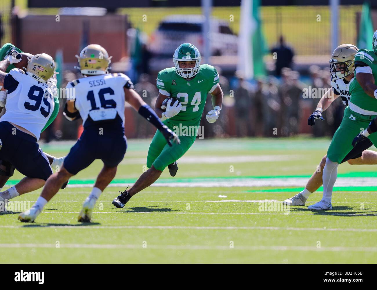 November 01, 2025:.North Texas Mean Green running back Caleb Hawkins ...
