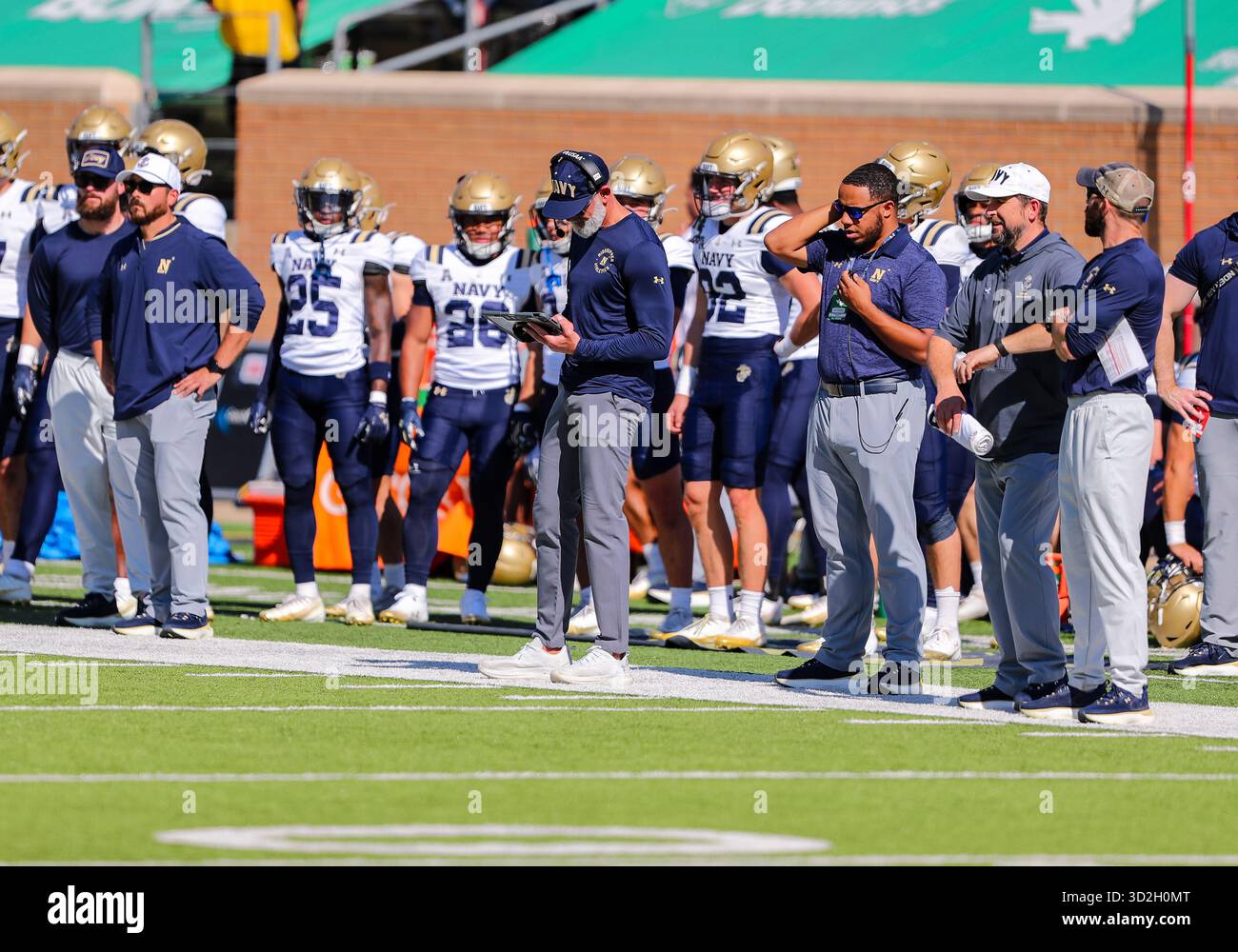 November 01, 2025:.Navy Midshipmen head coach Brian Newberry looks at ...