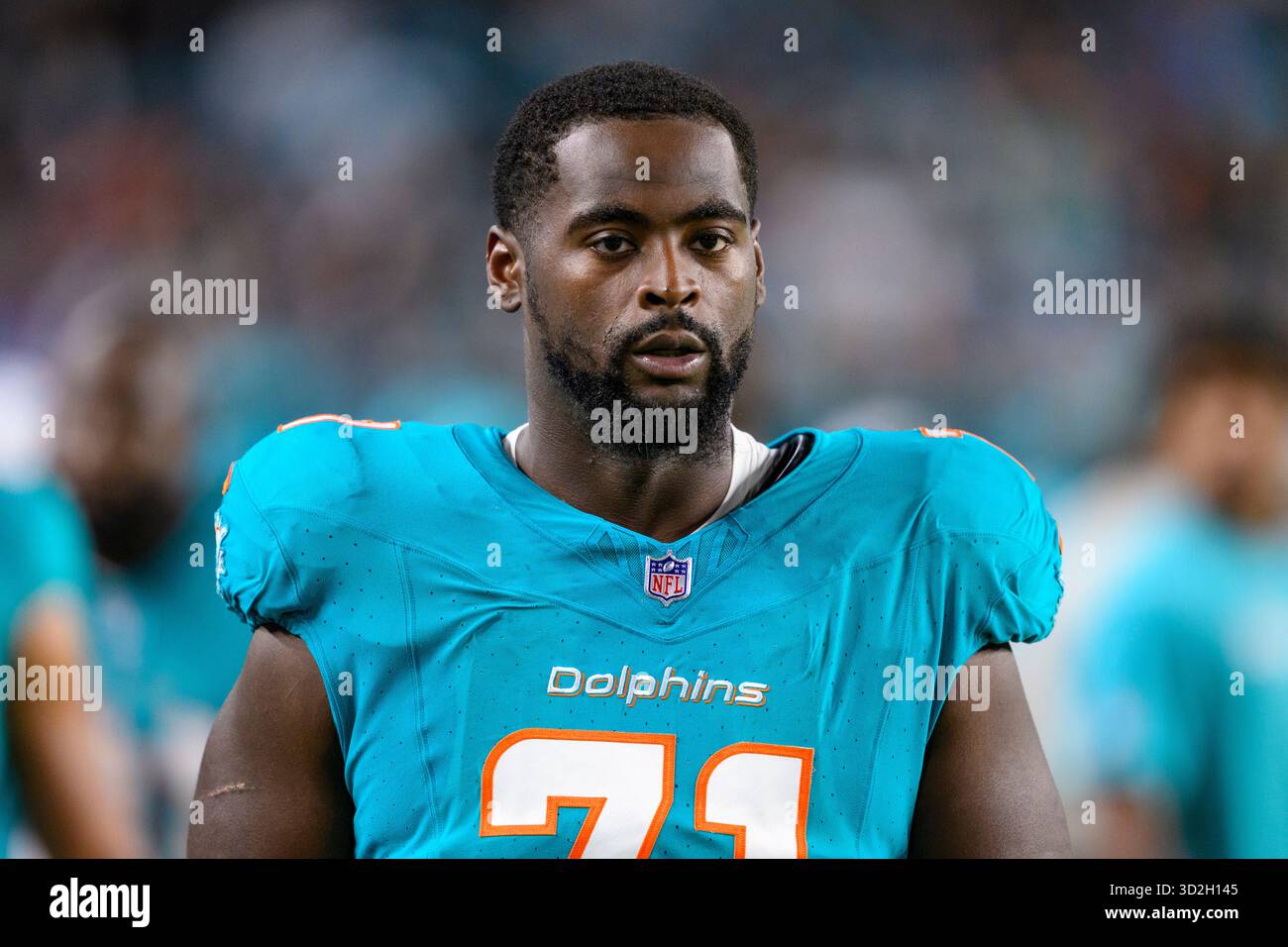 Miami Dolphins offensive lineman Kion Smith (71) stands on the ...