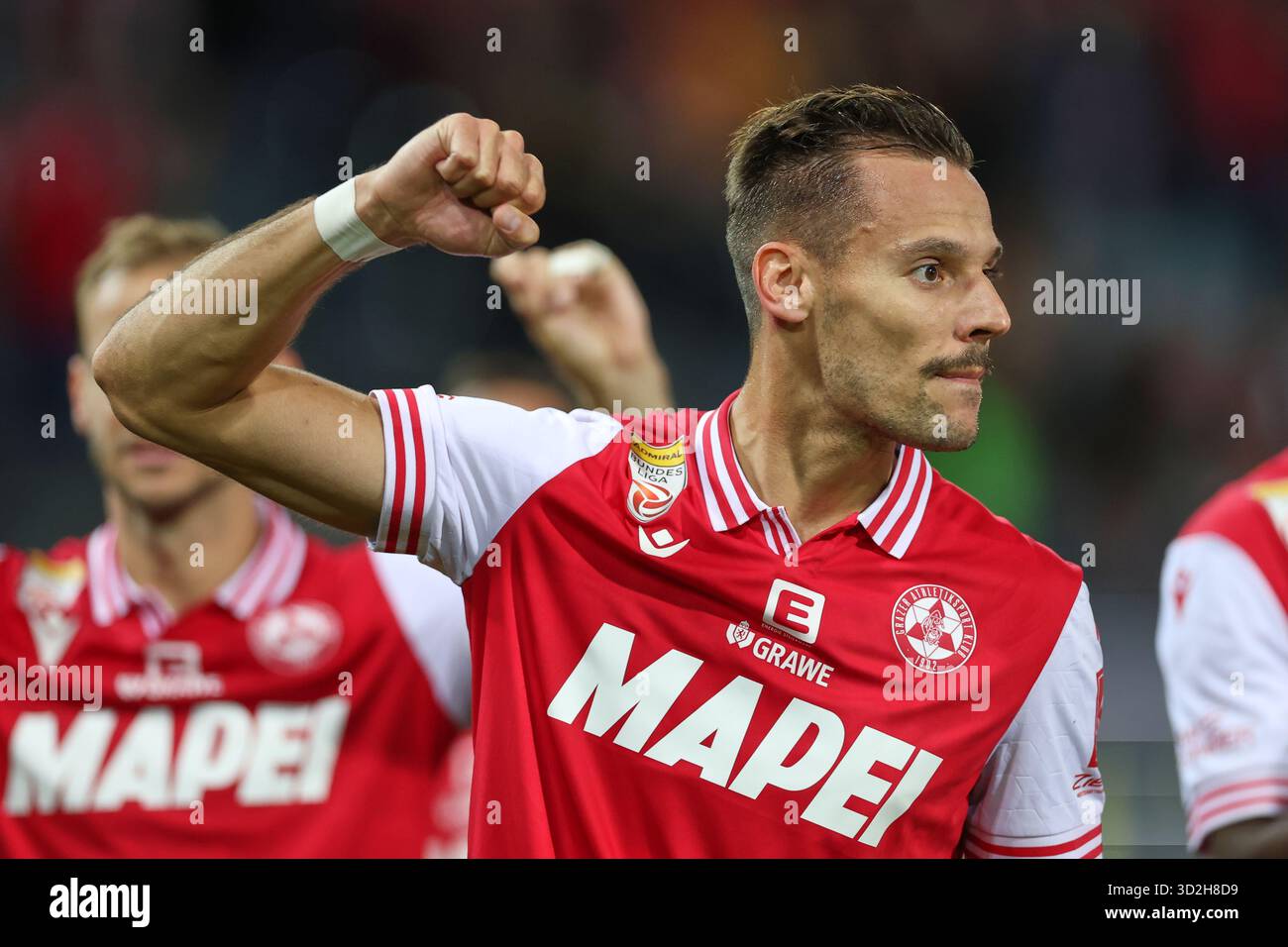 Austrian Bundesliga football match between Grazer AK 1902 and SCR Altach. Dynamic game moments ...