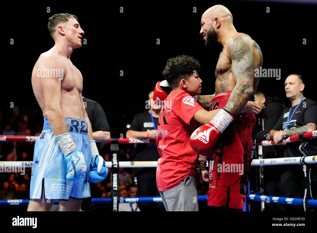 Lyndon Arthur (right) celebrates with his son after winning their EBU ...