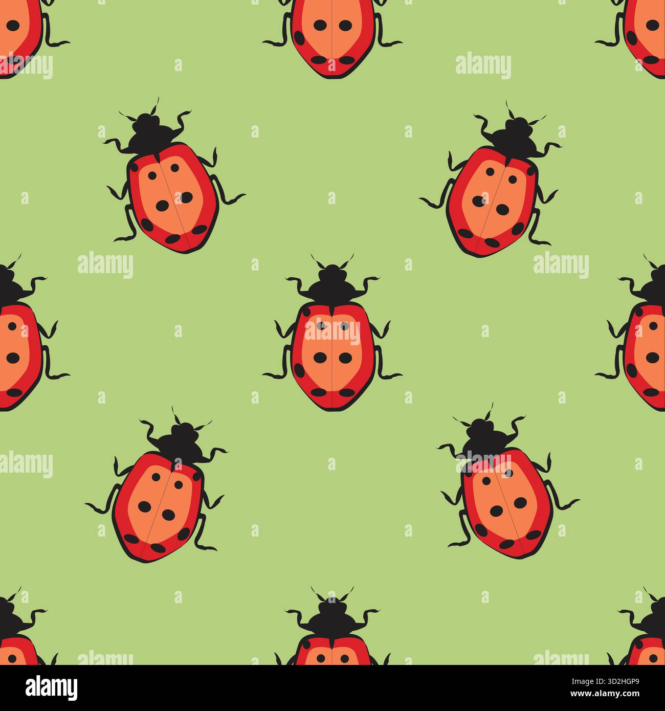 Ladybugs, funny seamless pattern on green background. For children ...