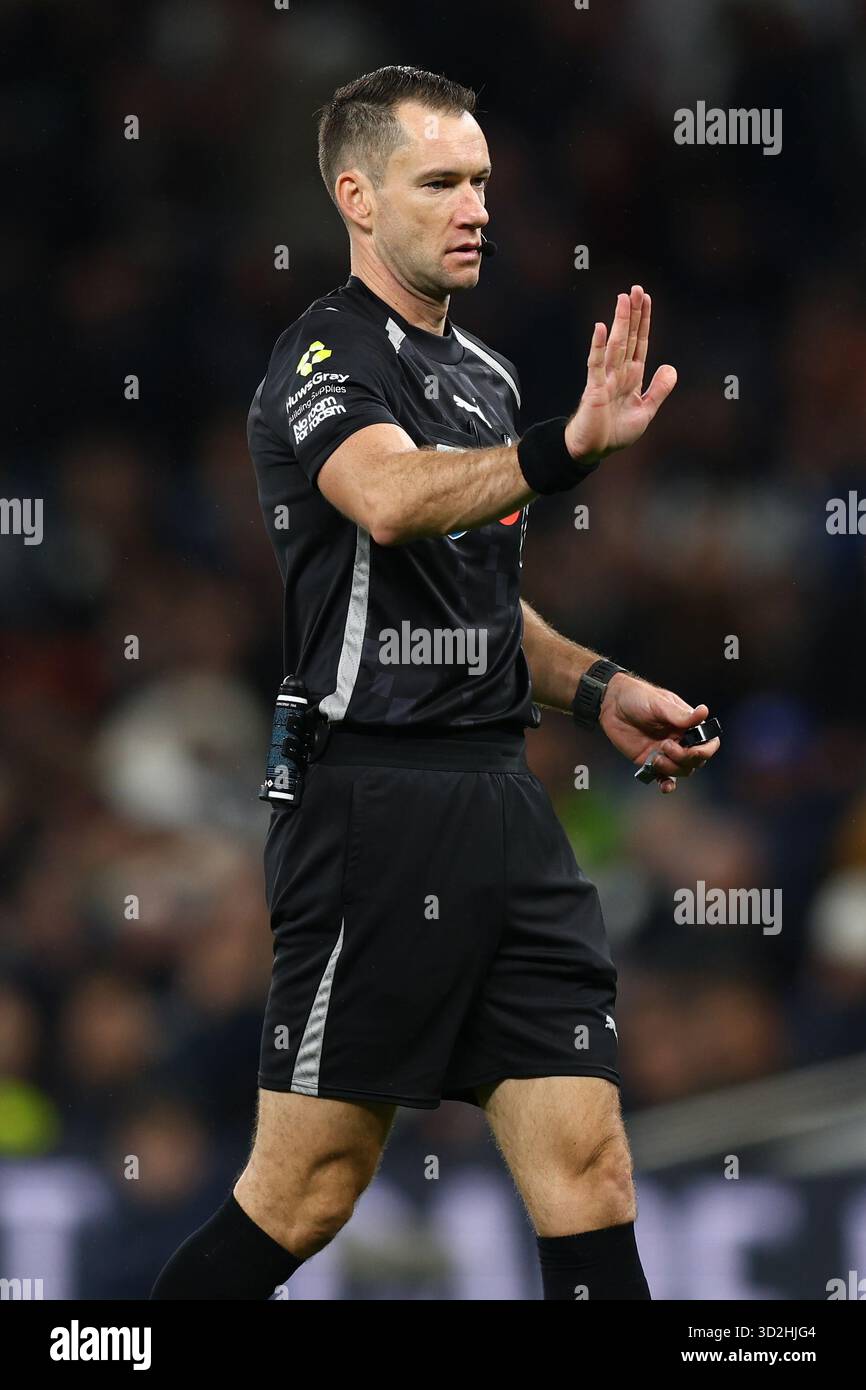 Referee Jarred Gillett gestures during the Tottenham Hotspur v Chelsea ...