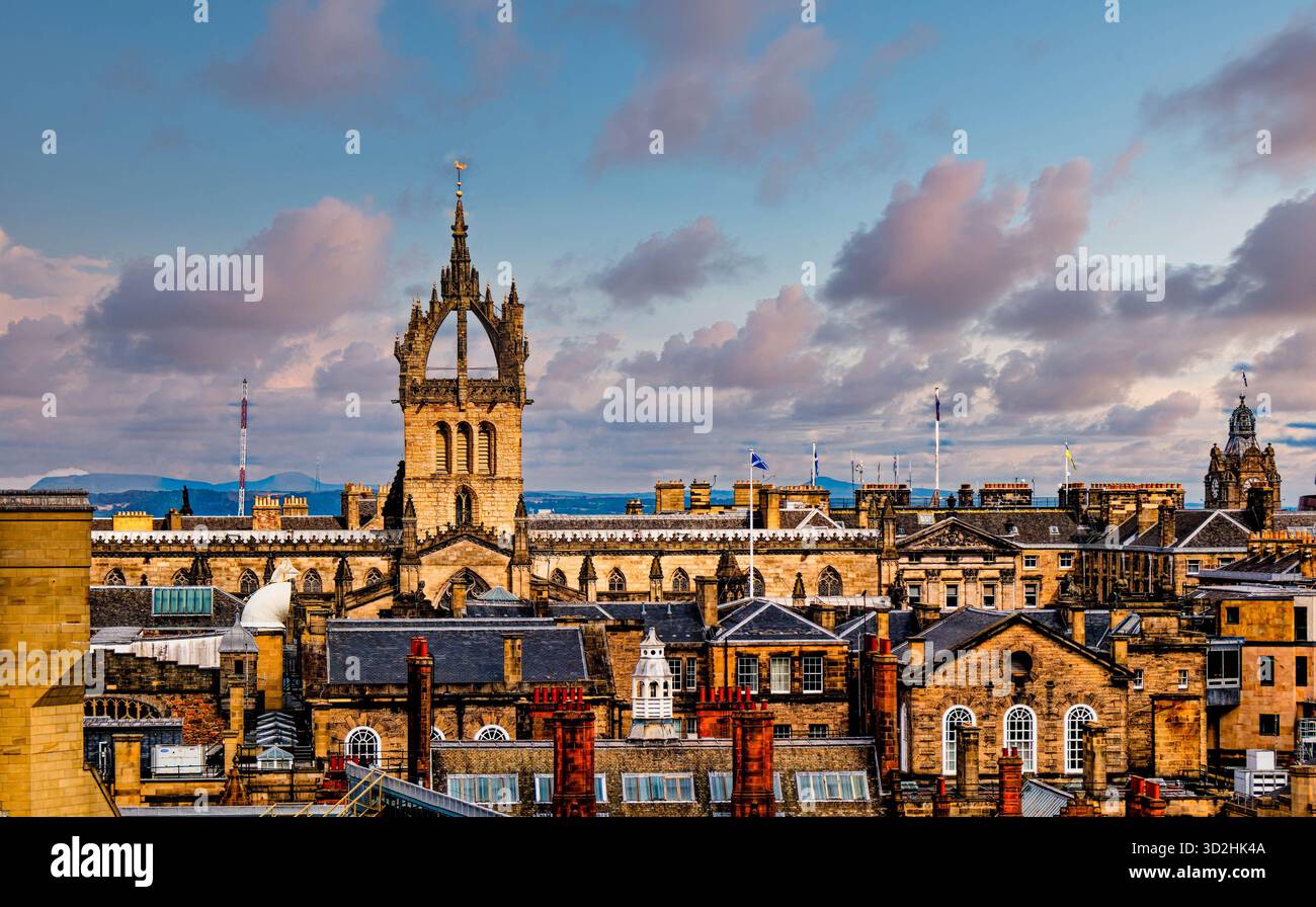 EDINBURGH, SCOTLAND - Aug 22, 2025: The crown steeple of St Giles ...
