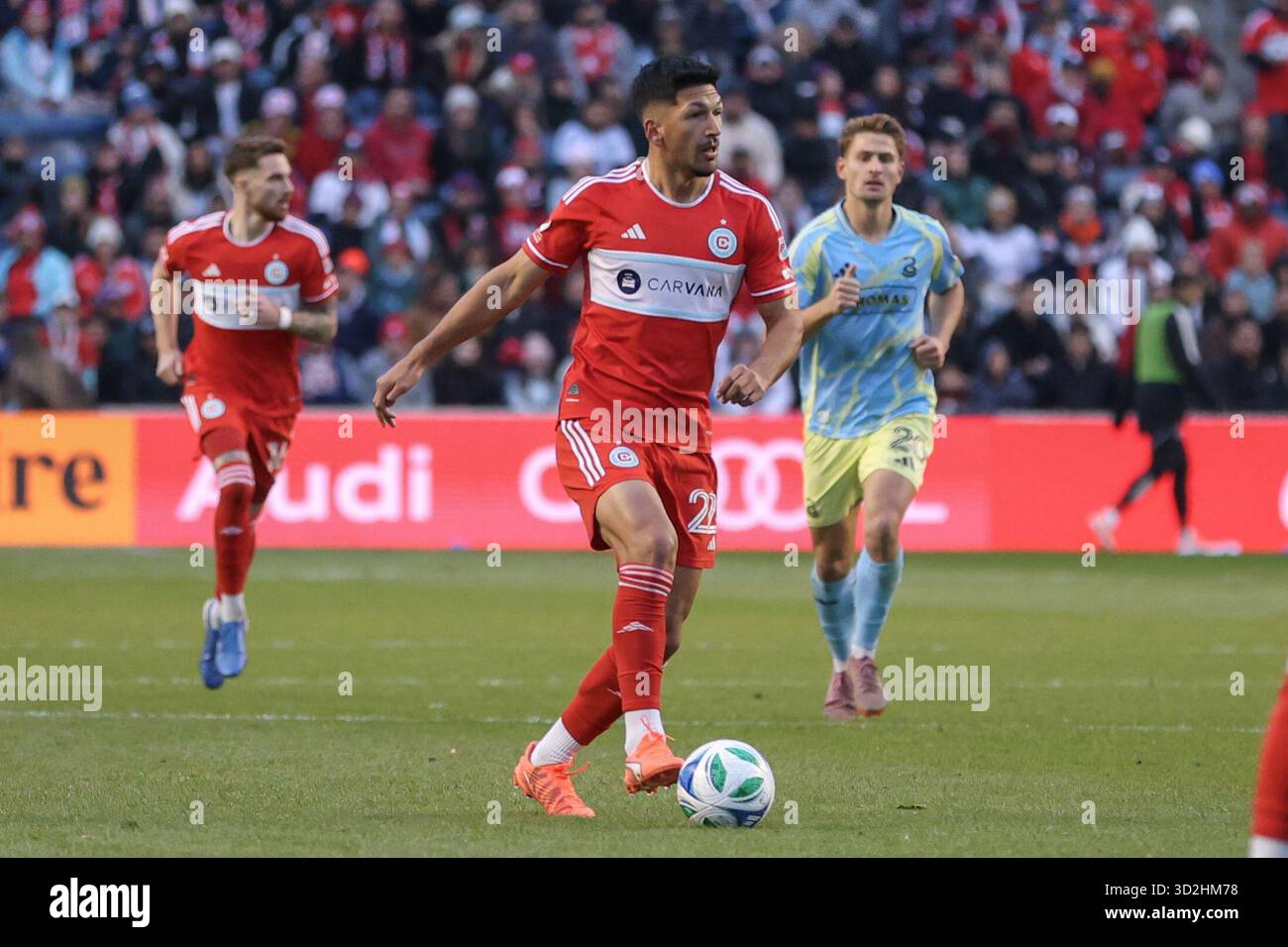 Kellyn Acosta (23 Chicago Fire FC) in action during the round one playoff game two between ...