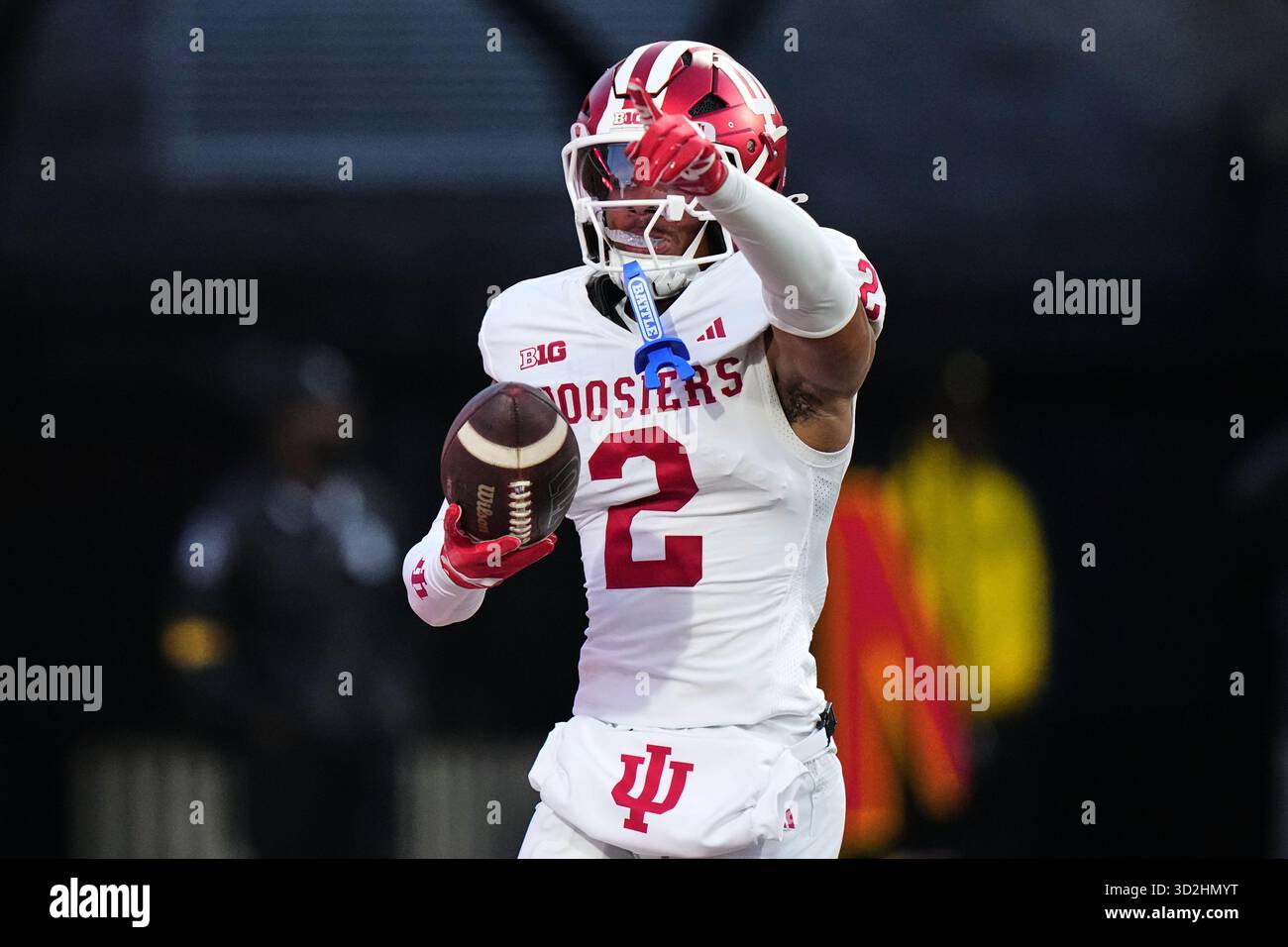 Indiana defensive back Byron Baldwin Jr. (2) celebrates after ...