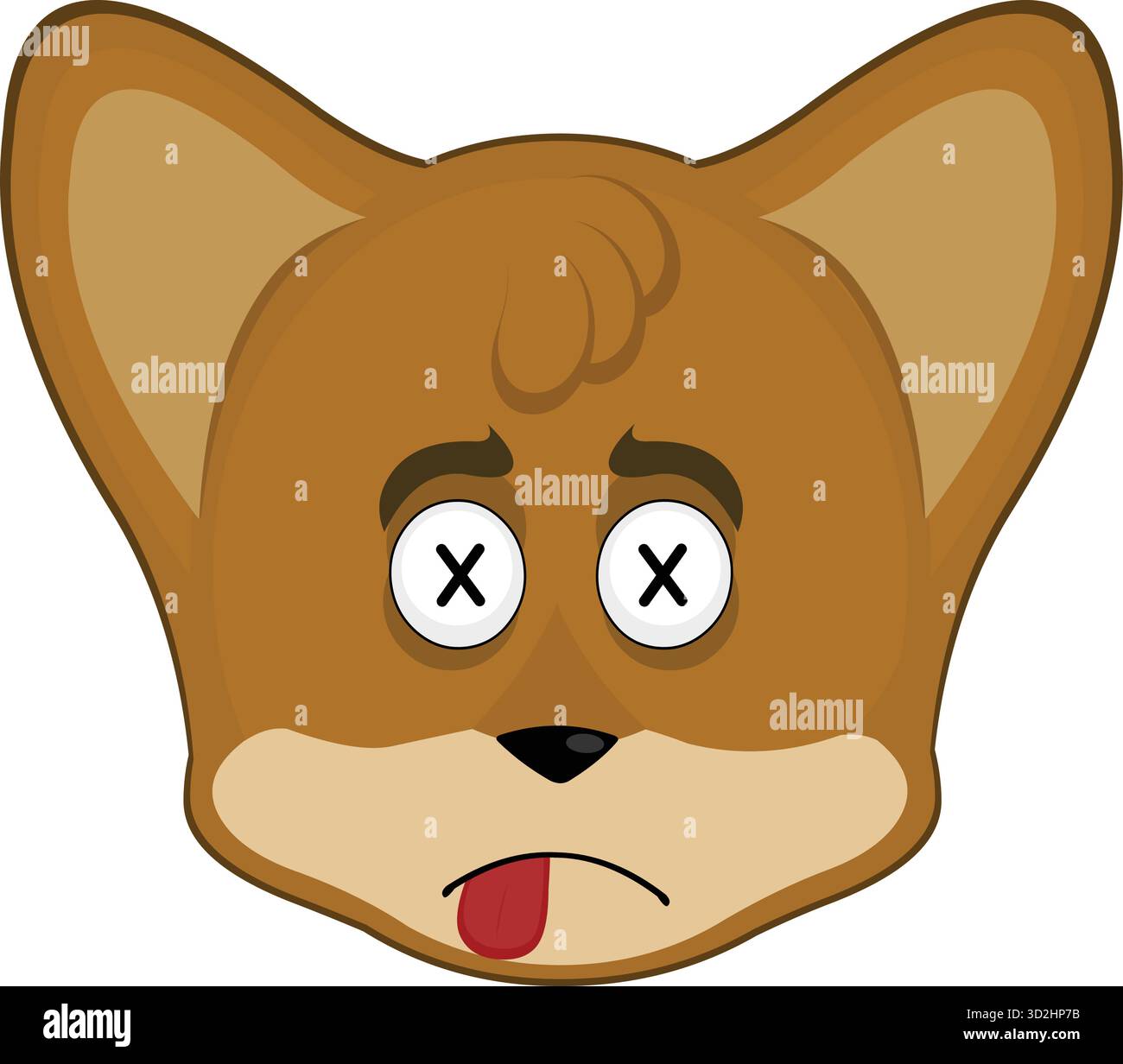 vector illustration emoticon character face fox animal, with crosses ...