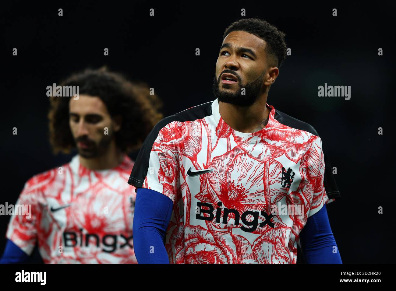 Chelsea defender Reece James (24) warms up during the Tottenham Hotspur ...