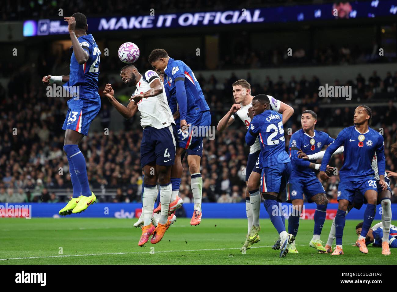 Tottenham Hotspur defender Kevin Danso (4) battles Chelsea defender ...