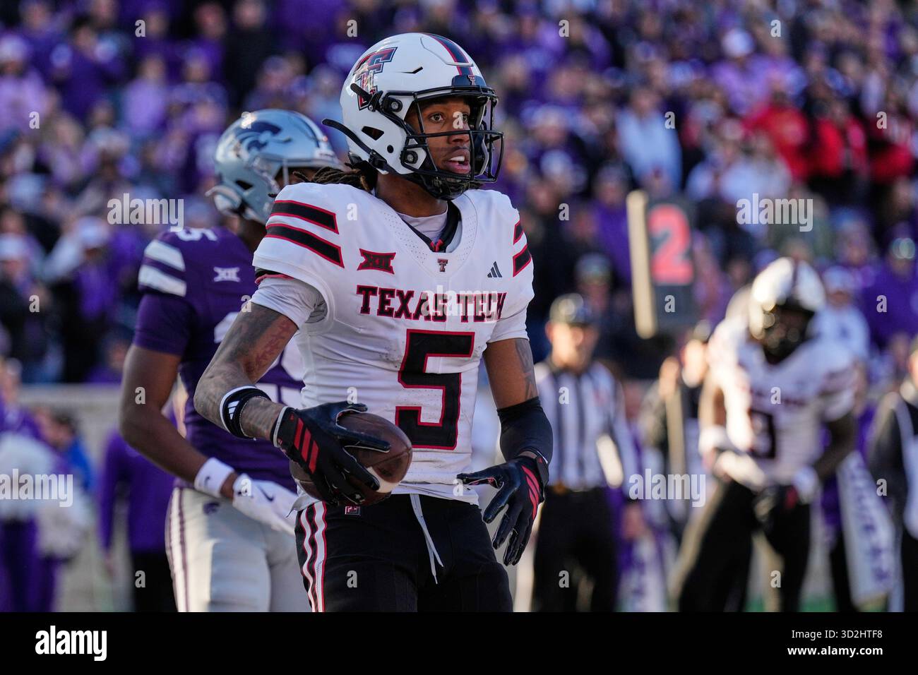 Texas Tech wide receiver Caleb Douglas (5) celebrates after scoring a ...