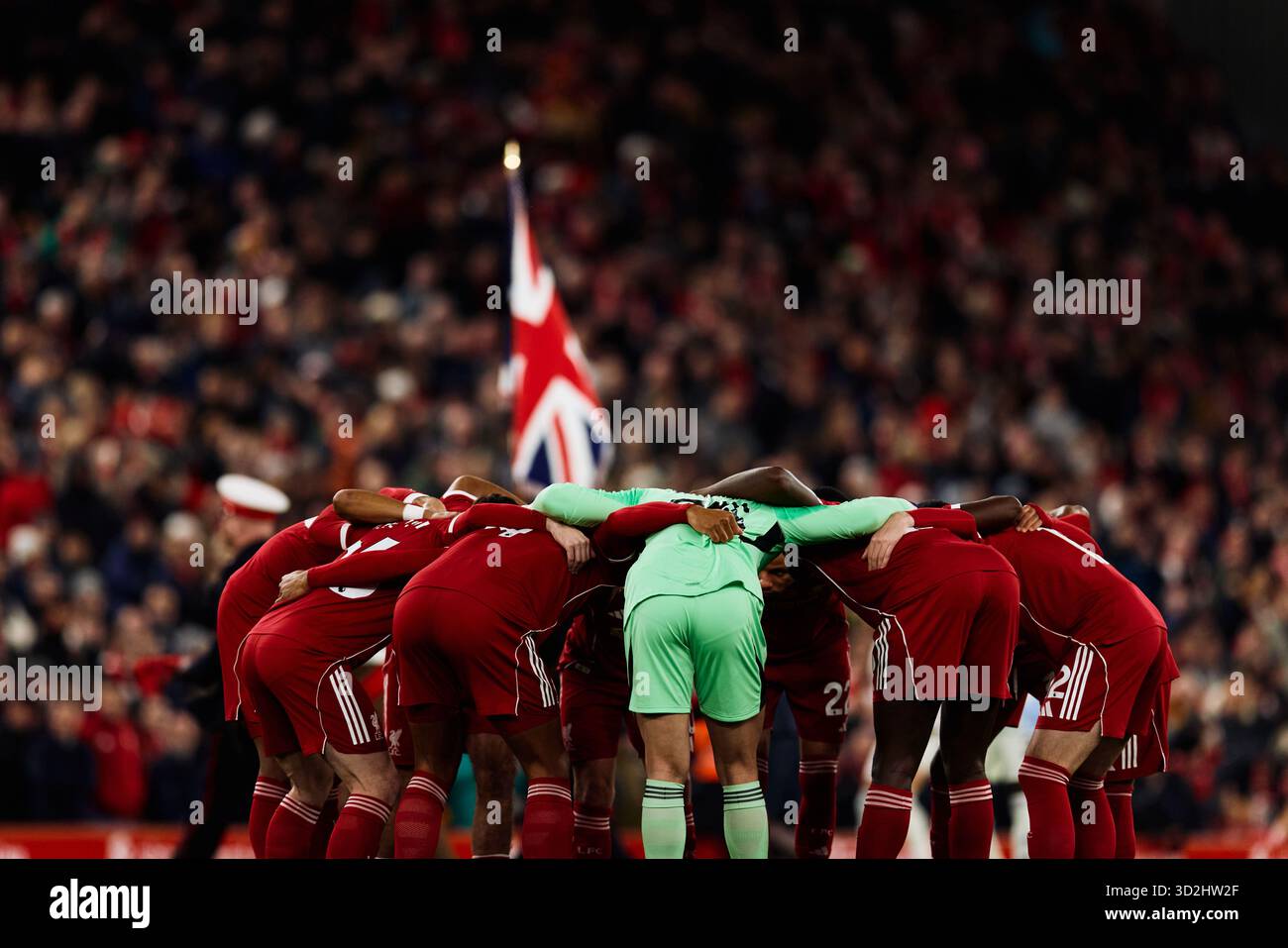 LIVERPOOL, ENGLAND - NOVEMBER 01:Liverpool players form huddle prior to ...