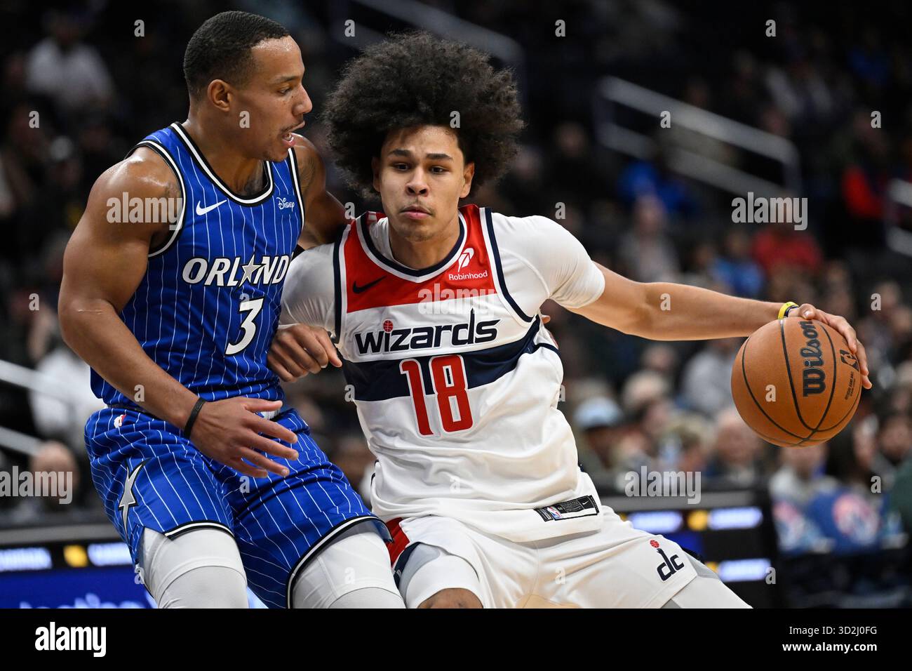 Orlando Magic guard Desmond Bane (3) guards Washington Wizards forward ...
