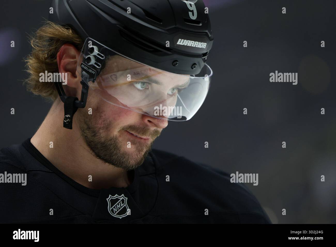 Los Angeles Kings right wing Adrian Kempe looks on before an NHL hockey ...