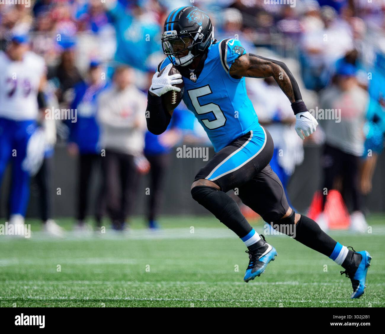 Carolina Panthers running back Rico Dowdle (5) runs during an NFL ...