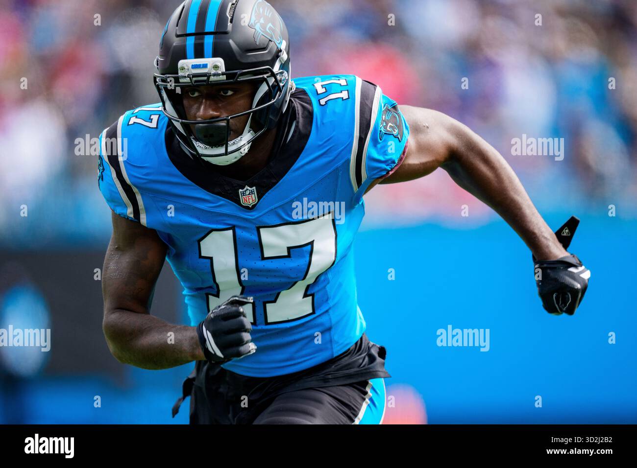 Carolina Panthers wide receiver Xavier Legette (17) plays during an NFL ...