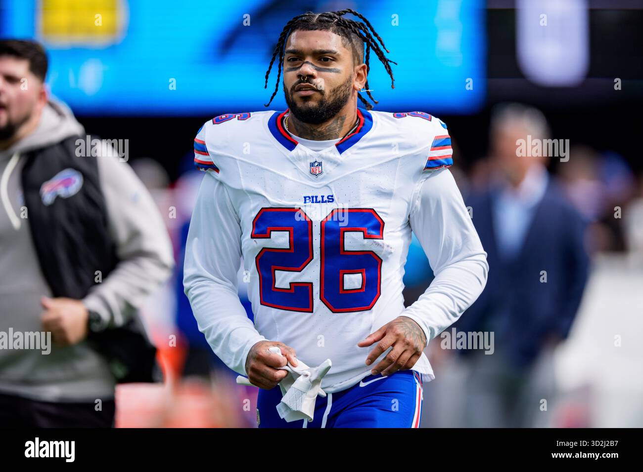 Buffalo Bills running back Ty Johnson (26) looks on during an NFL ...