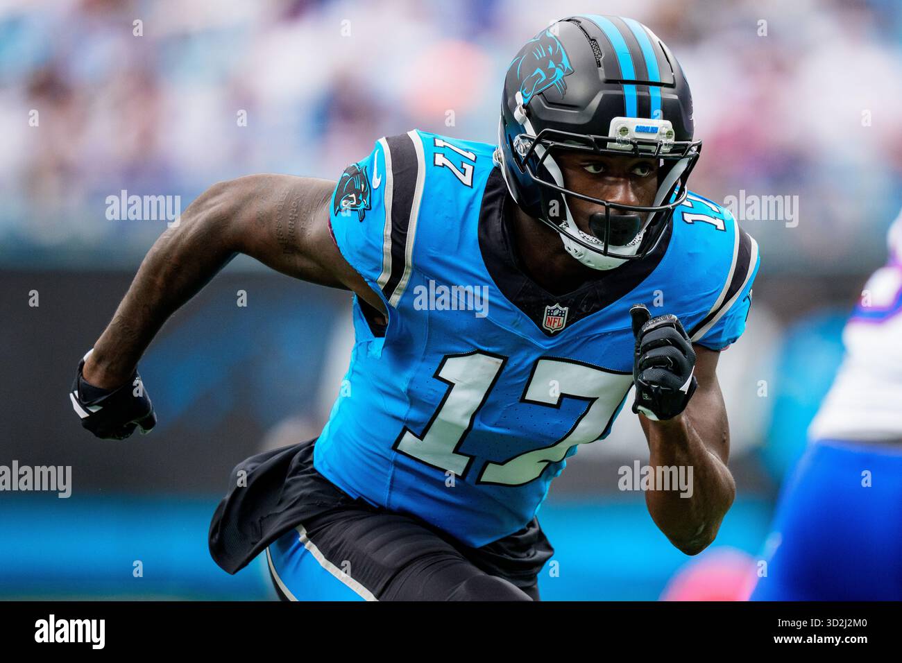 Carolina Panthers wide receiver Xavier Legette (17) plays during an NFL ...