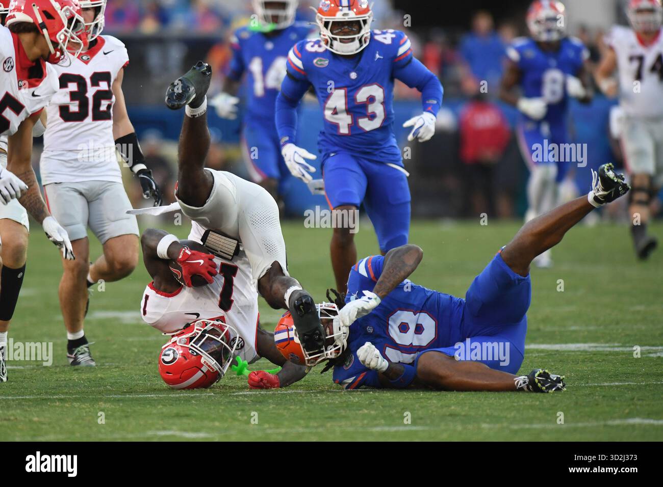 JACKSONVILLE, FL - NOVEMBER 01: Safety Bryce Thornton #18 of the ...