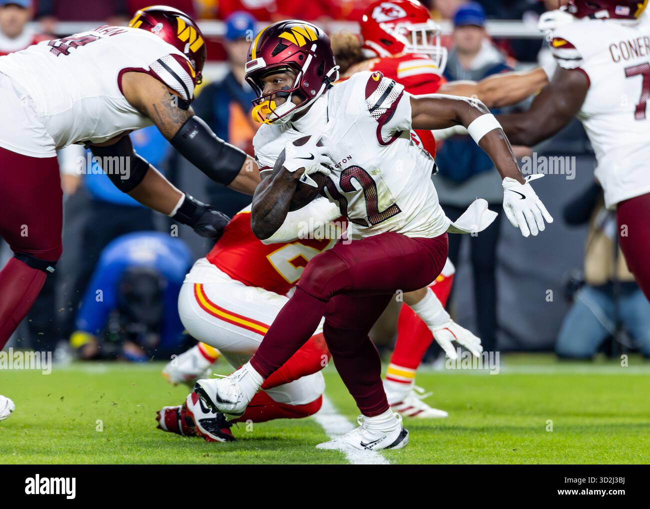 Kansas City, MO. USA; Washington Commanders running back Jacory Croskey ...