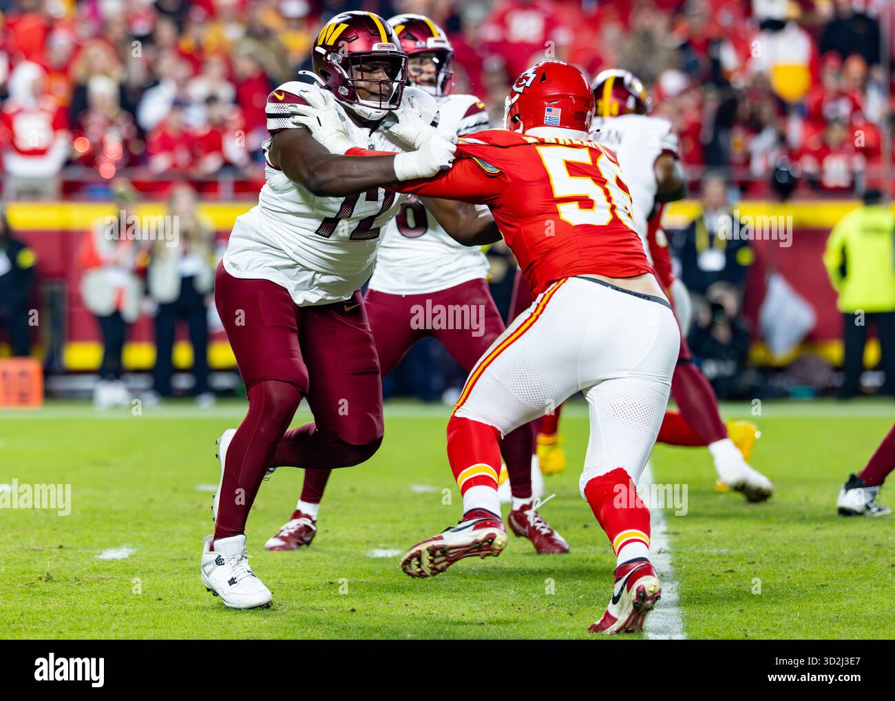 Kansas City, MO. USA; Washington Commanders offensive tackle Josh ...