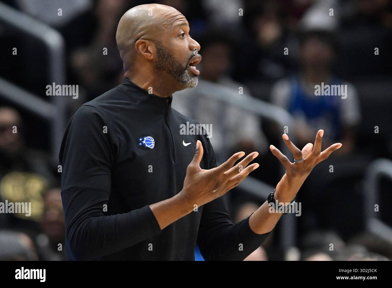 Orlando Magic head coach Jamahl Mosley shouts instructions during the ...