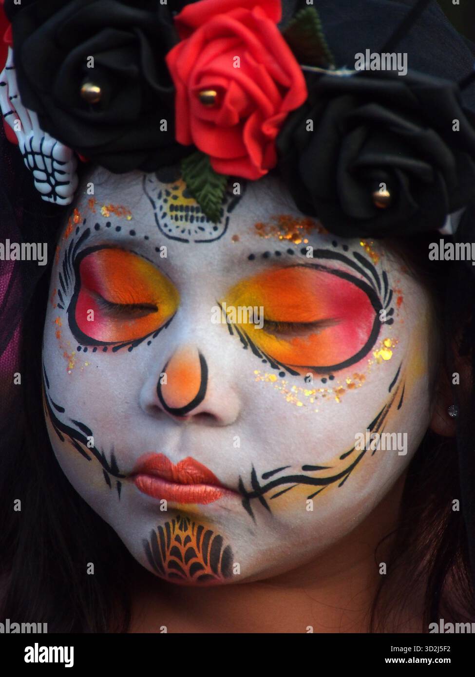Lima, Peru. 01st Nov, 2025. A Catrina at a festival sponsored by the ...