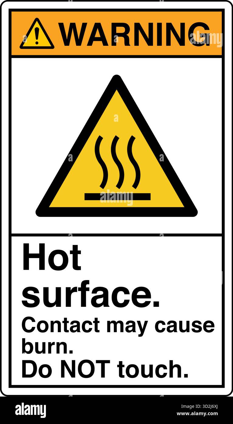 The "Safety Sign: Hot Surface – Do Not Touch" alerts individuals to ...
