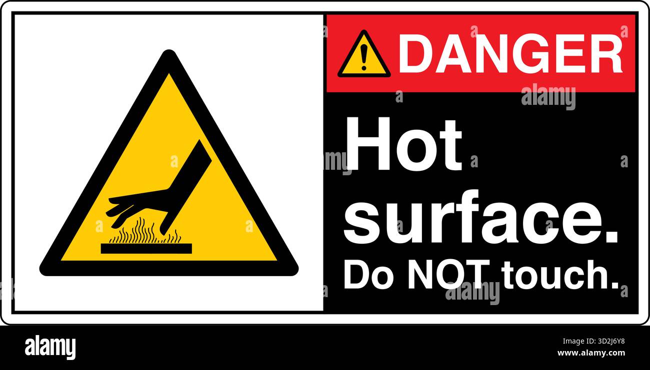 The "Safety Sign: Hot Surface – Do Not Touch" alerts individuals to ...