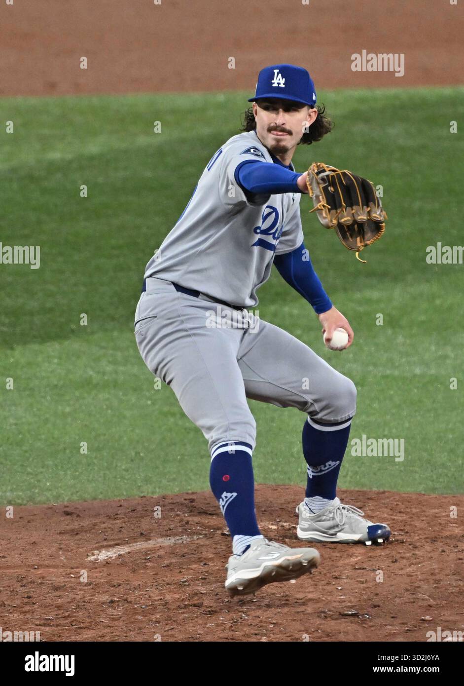 Los Angeles Dodgers pitcher Justin Wrobleski throws a ball in the third ...
