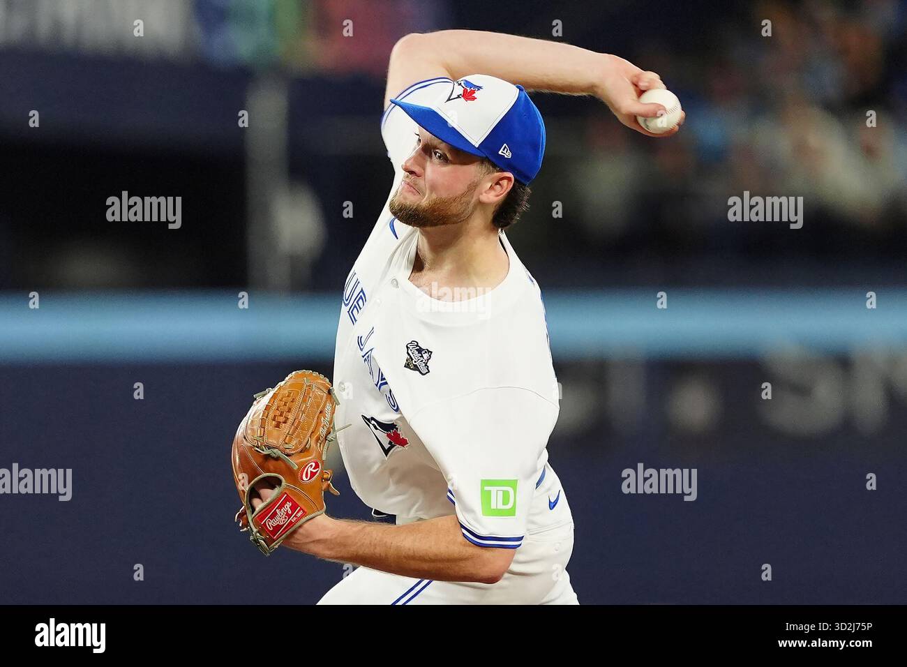 Toronto Blue Jays pitcher Trey Yesavage delivers against the Los ...