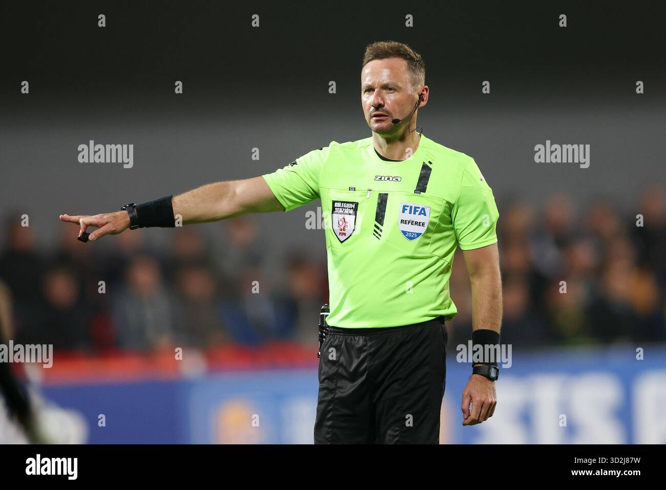 Referee Pawel Raczkowski of Poland gestures during STS Polish Cup 2025/ ...