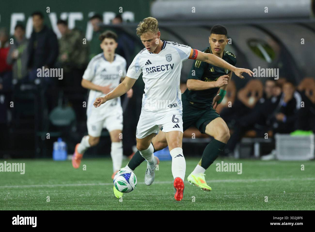 San Diego FC defender Jeppe Tverskov (6) controls the ball against the ...