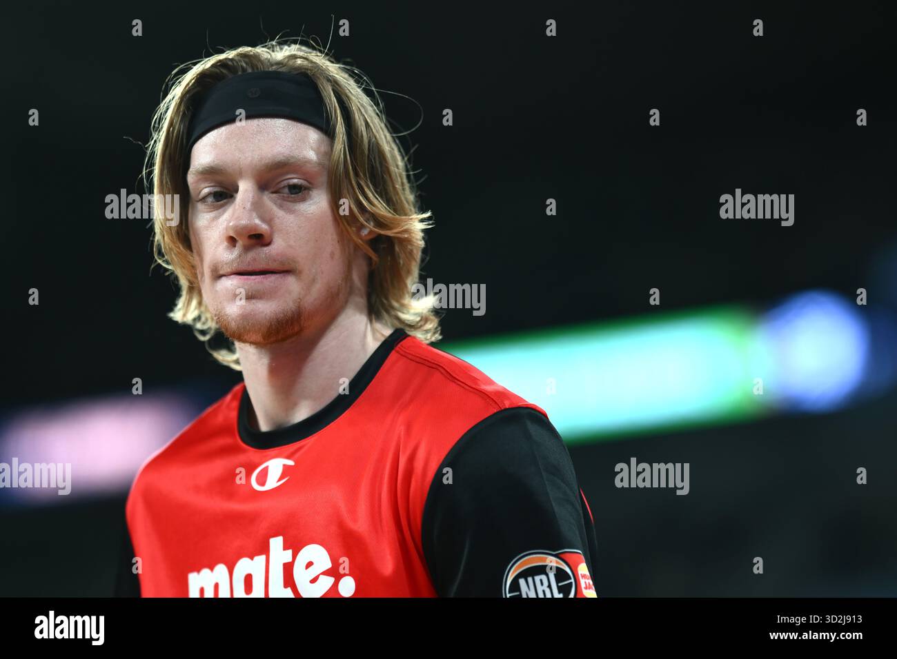 Jaron Rillie of the Wildcats warms up ahead of the NBL Round 7 match ...