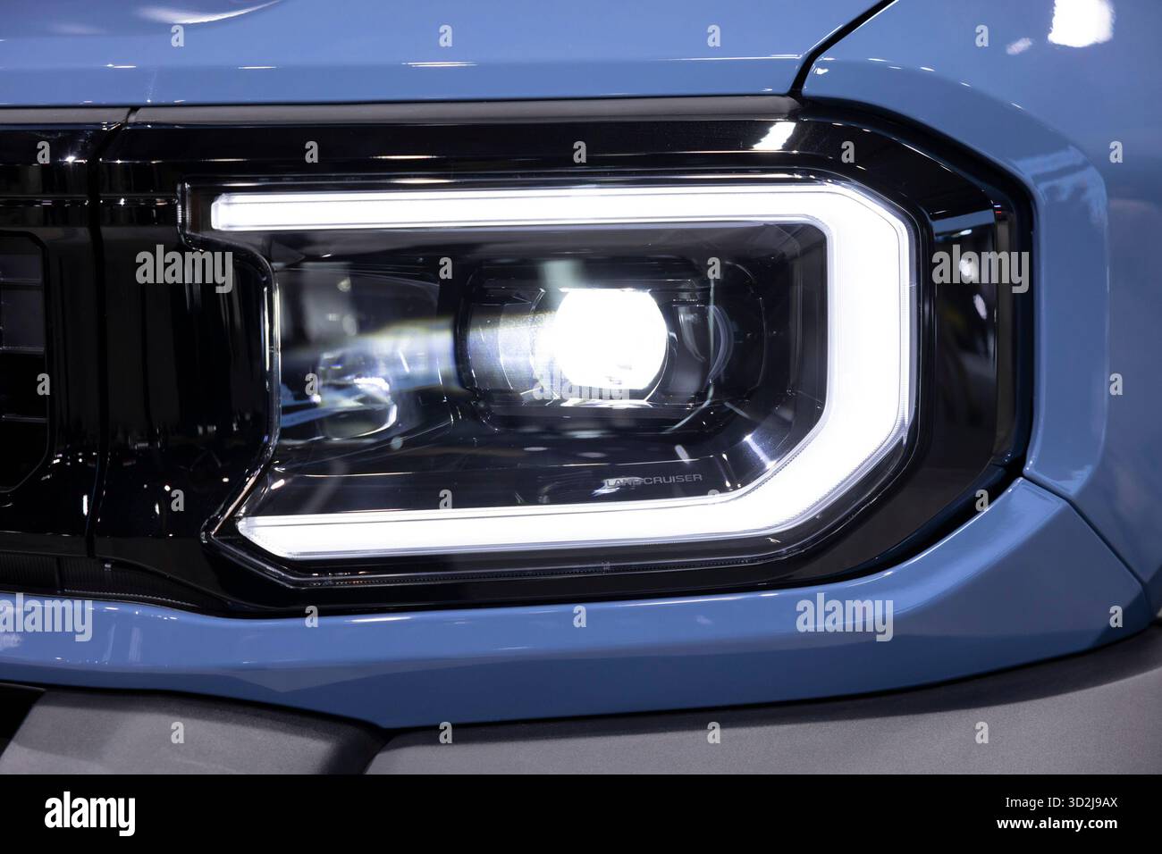 Headlight detail of Toyota Land Cruiser FJ on display at Japan Mobility ...