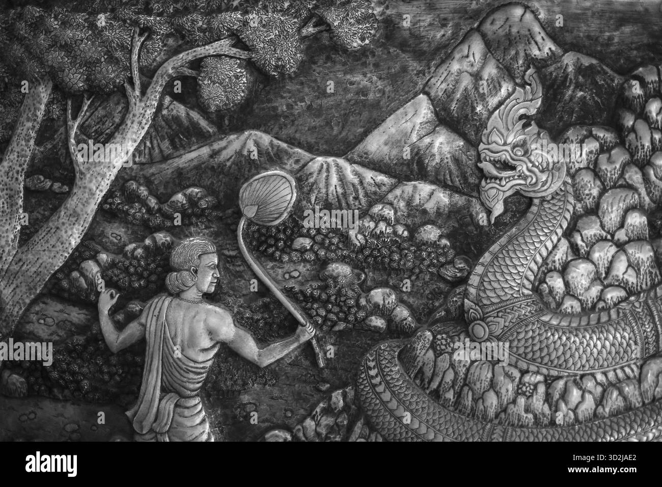 Sacred figure in landscape Black and White Stock Photos & Images - Alamy