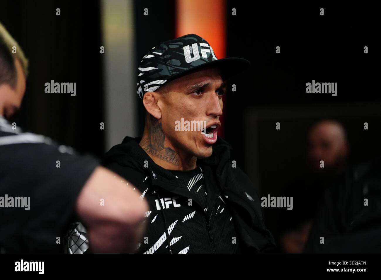 LAS VEGAS, NV - OCT 1: Charles Oliveira looks on during the Allan ...