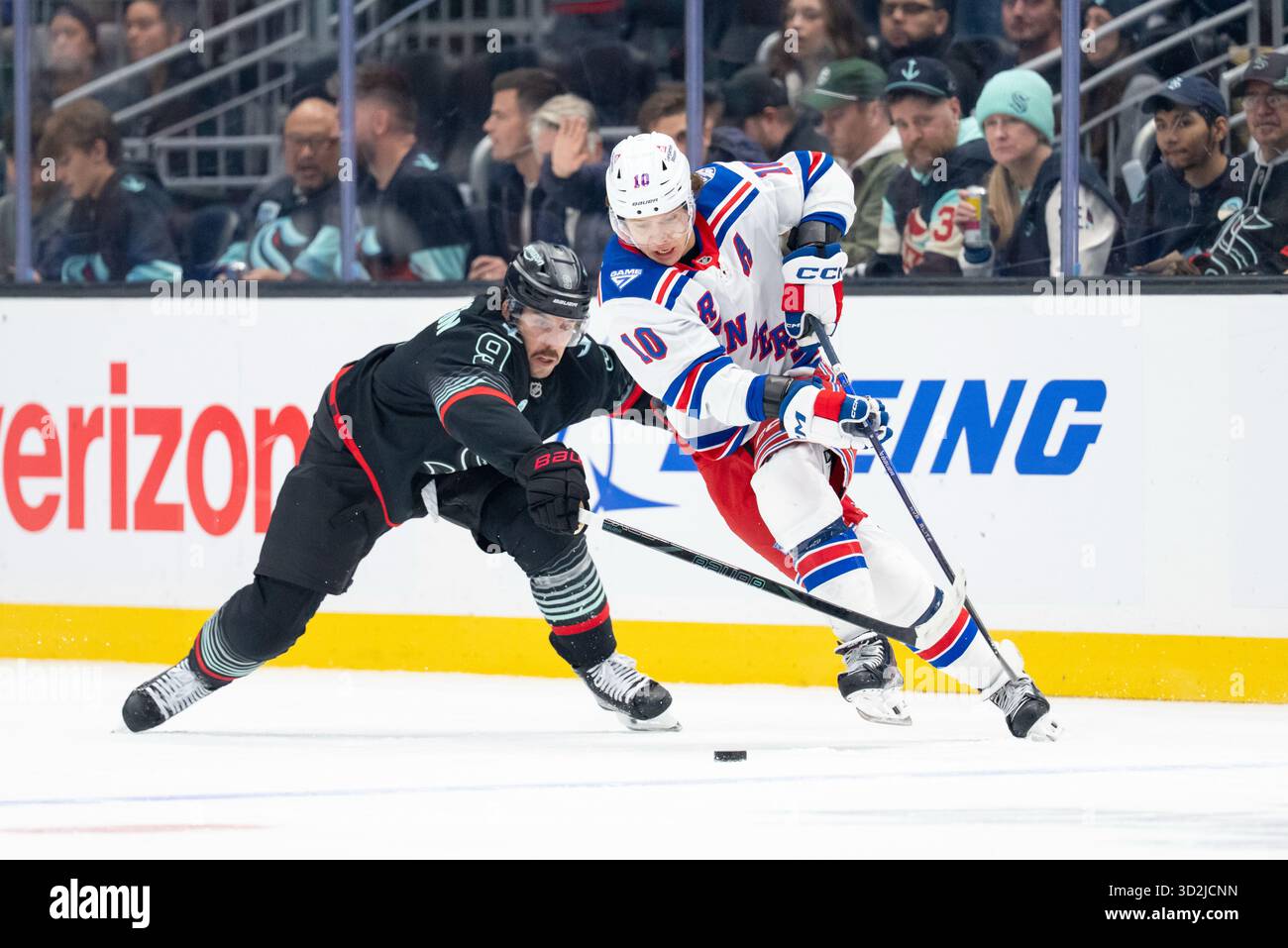 New York Rangers forward Artemi Panarin (10) skates against Seattle ...