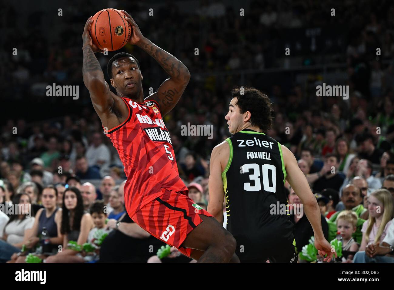 Kristian Doolittle of the Wildcats (left) during the NBL Round 7 match ...