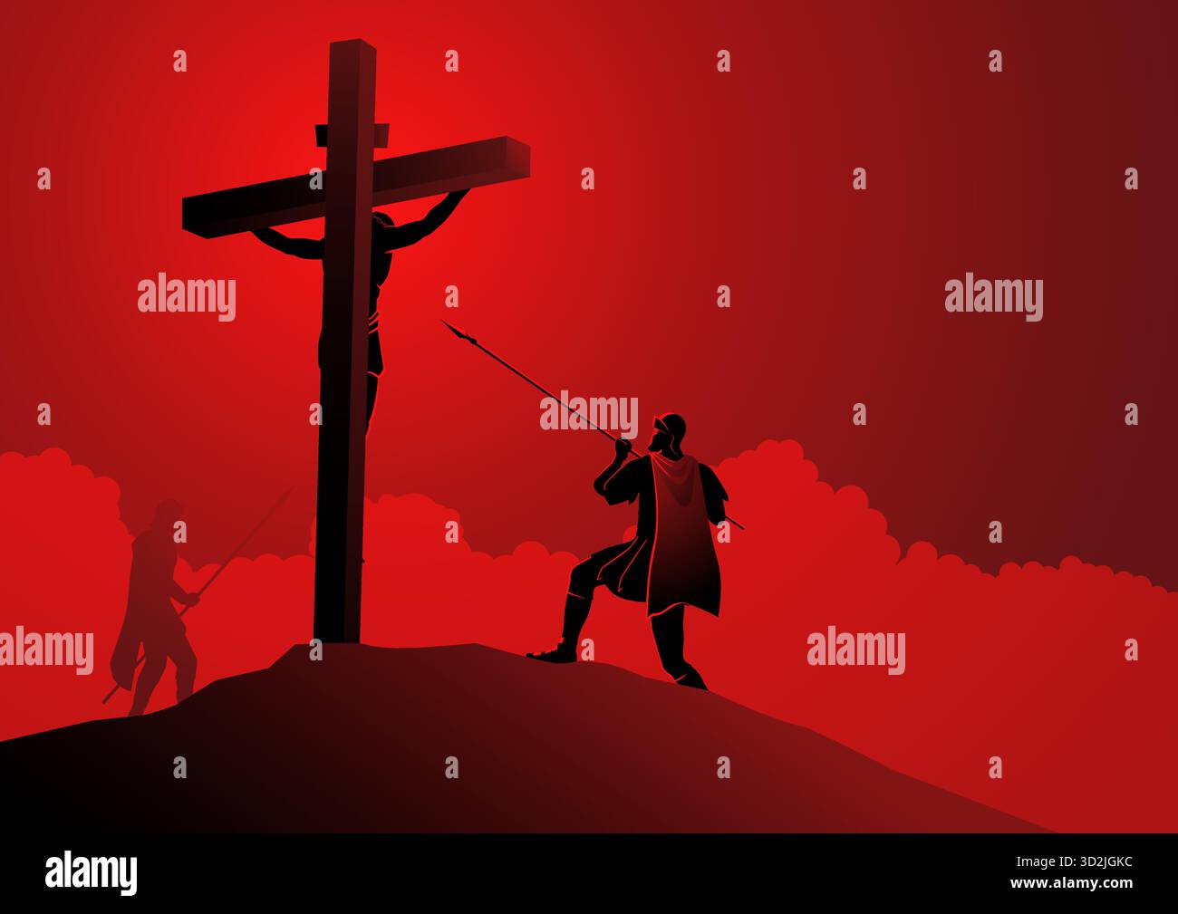 Minimalist biblical vector illustration in red tone colors, Lance of ...