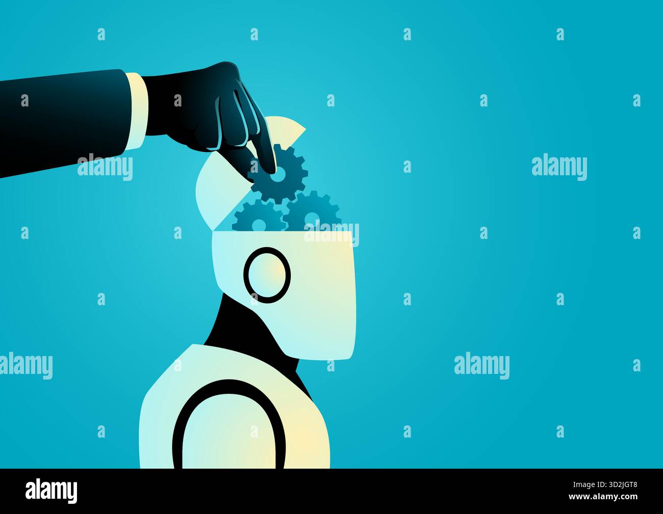 Human Hand Adjusting Robot Brain Gears, AI programming and machine ...