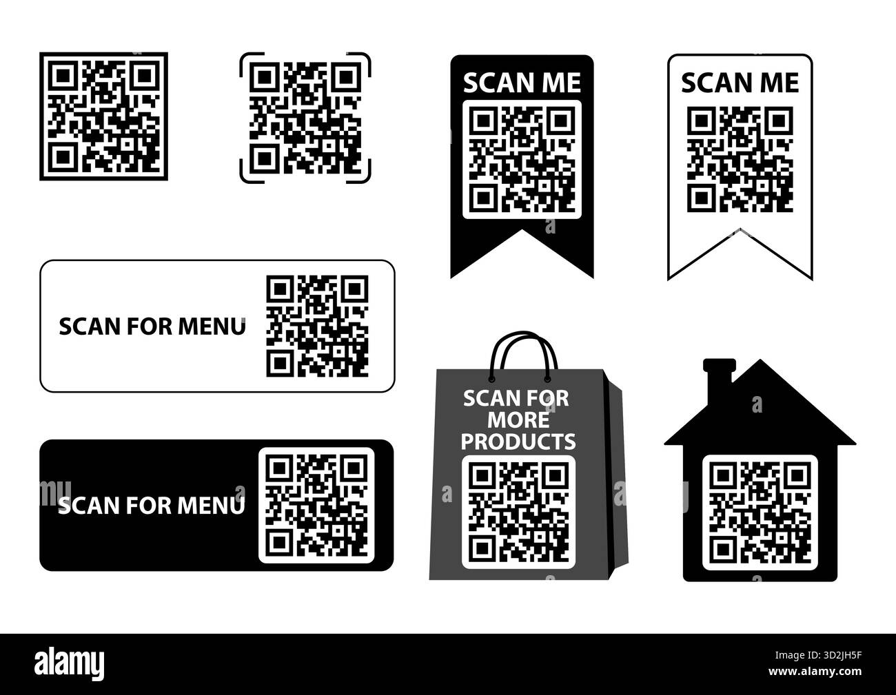 Set of black and white QR codes for mockup Stock Vector Image & Art - Alamy