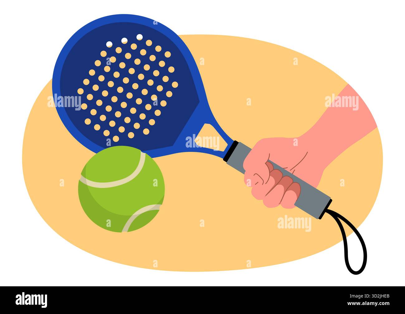Padel Racket with Ball, hand holding padel vector Illustration Stock ...
