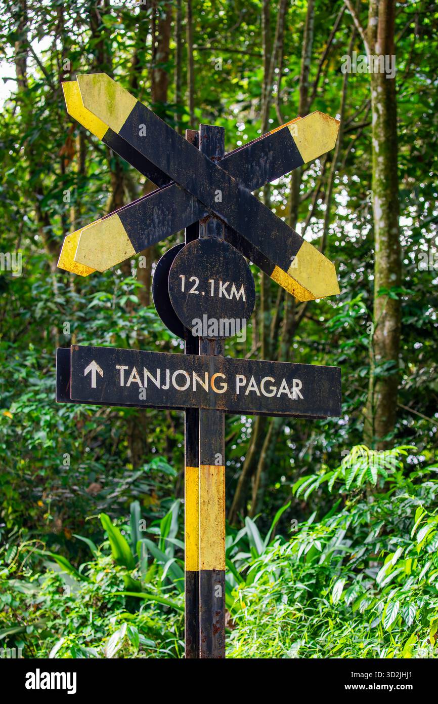 The railway distance marker in Rail Corridor, A former railway line ...