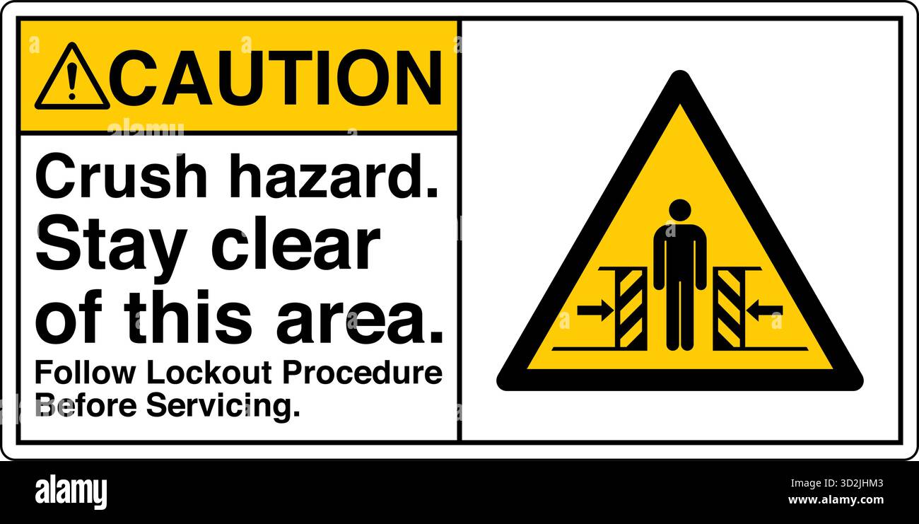 Safety Sign – Body Crush Force From Two Sides warns of potential ...