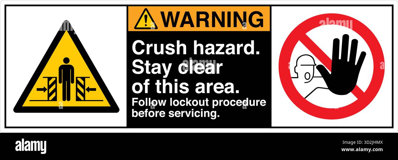 Safety Sign – Body Crush Force From Two Sides warns of potential ...