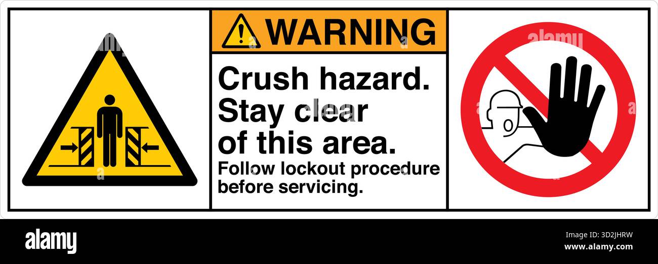 Safety Sign – Body Crush Force From Two Sides warns of potential ...