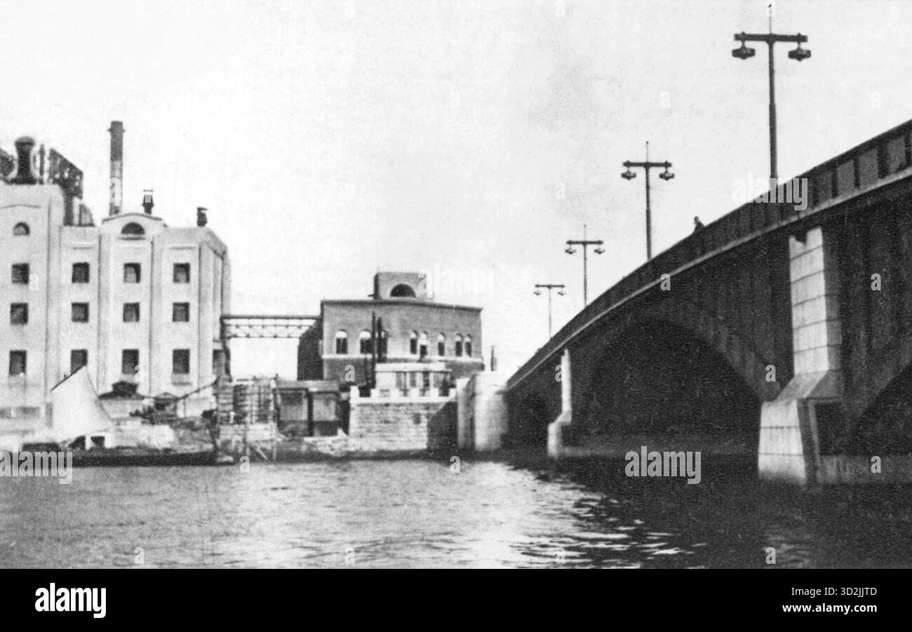 Vintage photo of the Sumida River and Azumabashi Bridge in Asakusa ...