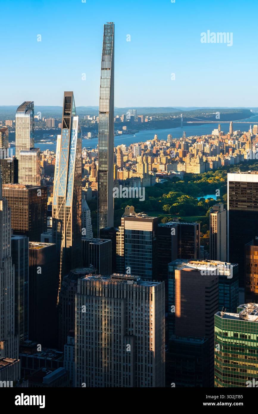 New York City aerial view of Midtown Manhattan with Billionaires Row ...